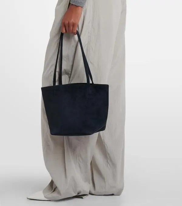 THE ROW Park Edge Medium Suede Tote Bag - Blue