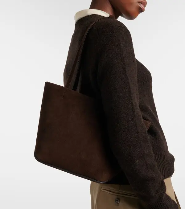 THE ROW Park Edge Medium Suede Tote Bag - Brown