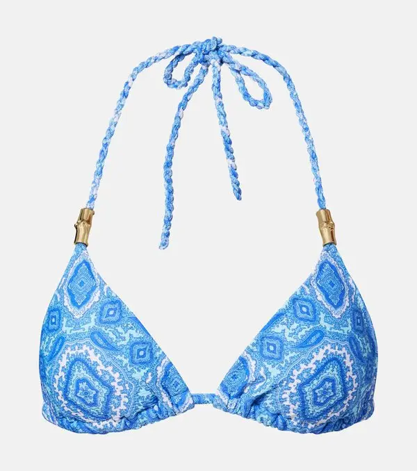 Heidi Klein Mykonos Printed Bikini Top - Blue