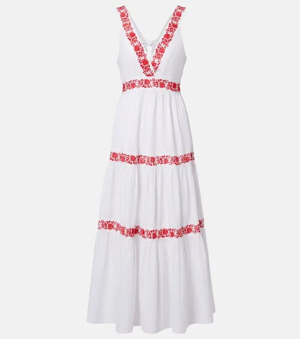 Heidi Klein Petalia Embroidered Cotton Midi Dress - White