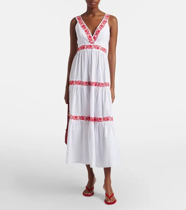 Heidi Klein Petalia Embroidered Cotton Midi Dress