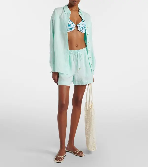 Heidi Klein Corfu Linen Shorts - Blue