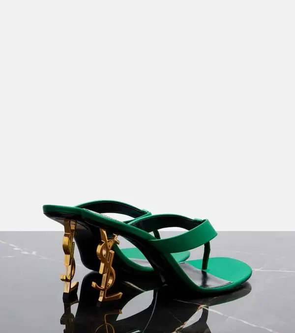 Saint Laurent Opyum Cassandre Crêpe Satin Thong Sandals