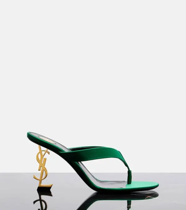 Saint Laurent Opyum Cassandre Crêpe Satin Thong Sandals