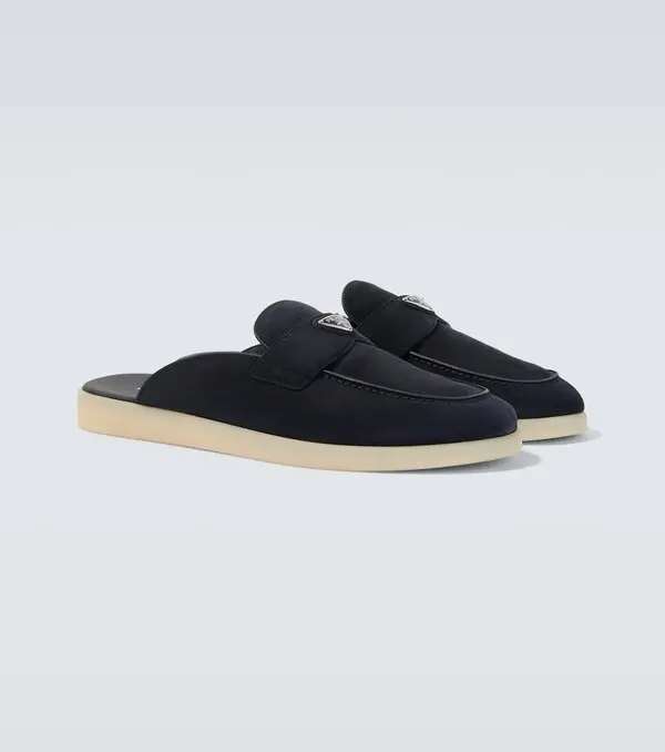 Prada Suede Mules - Blue