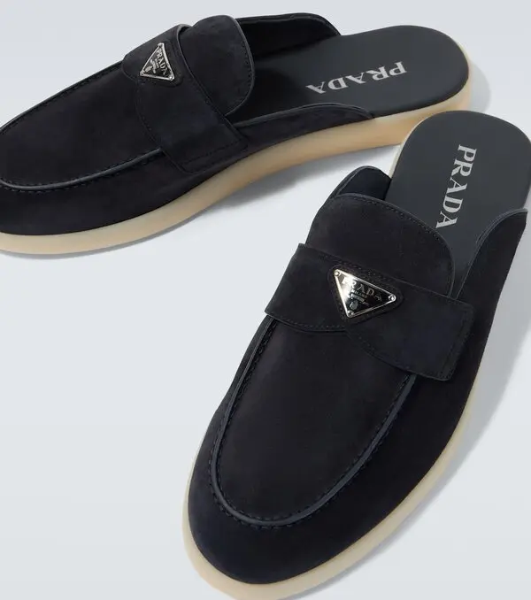 Prada Suede Mules - Blue