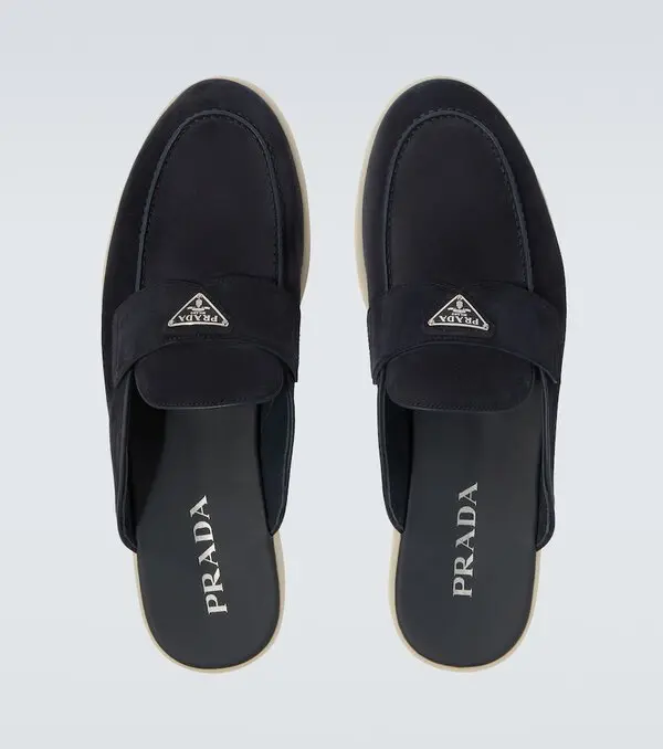 Prada Suede Mules - Blue