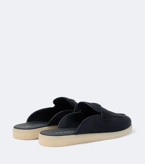 Prada Suede Mules - Blue