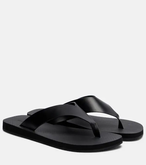 THE ROW Dune Leather Thong Sandals - Black