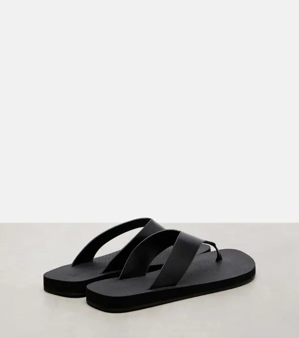 THE ROW Dune Leather Thong Sandals - Black