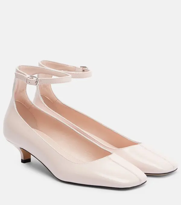 TOTEME Leather Pumps With Square Toe And Buckle-fastening Ankle Strap - Pink