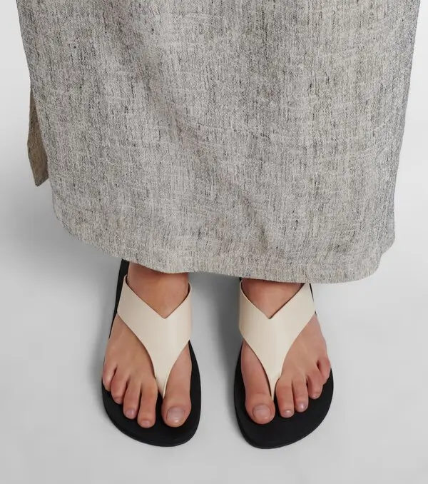THE ROW Dune Leather Thong Sandals - White