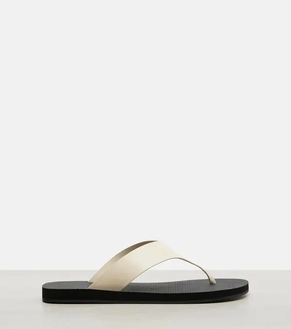 THE ROW Dune Leather Thong Sandals - White