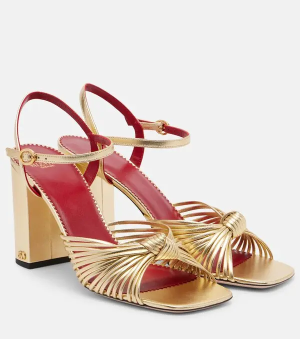 Valentino Garavani Annet Metallic Leather Sandals - Gold