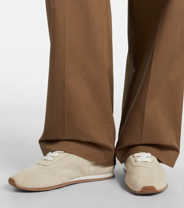 TOTEME Suede Lace-up Sneakers - Beige