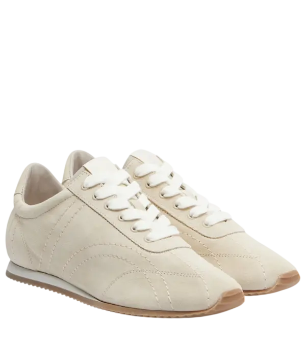 TOTEME Suede Lace-up Sneakers - Beige