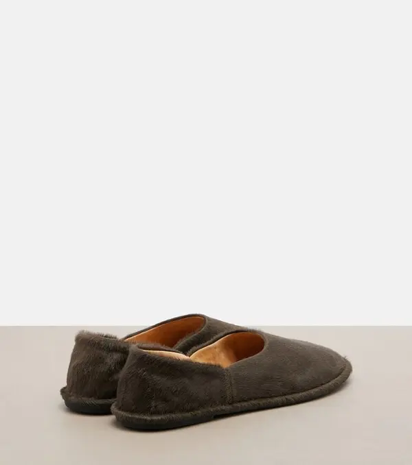 THE ROW Canal Calf Hair Slip-on Shoes - Brown