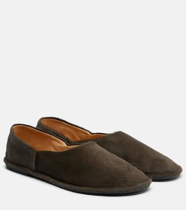 THE ROW Canal Calf Hair Slip-on Shoes - Brown