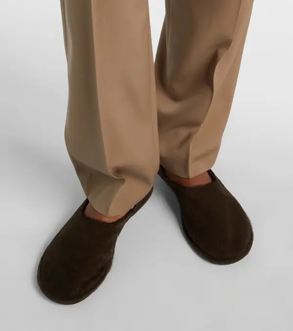 THE ROW Canal Calf Hair Slip-on Shoes - Brown