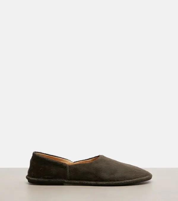 THE ROW Canal Calf Hair Slip-on Shoes - Brown