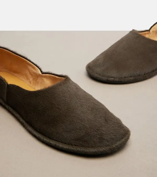 THE ROW Canal Calf Hair Slip-on Shoes - Brown