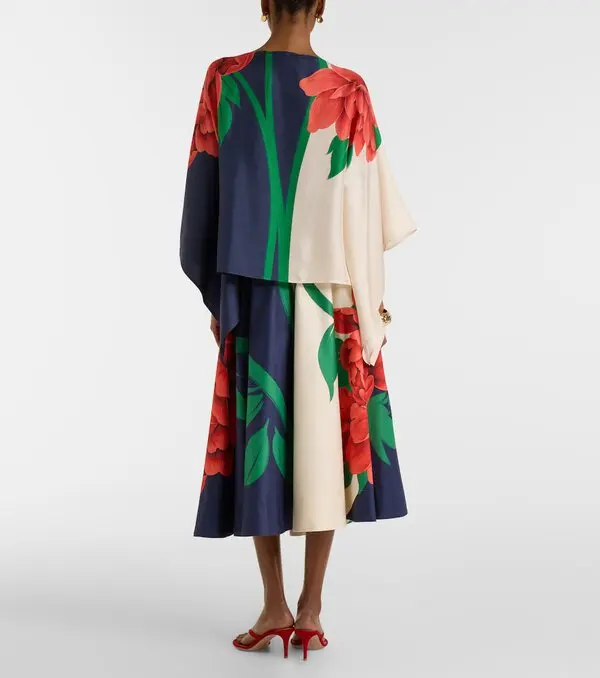 La DoubleJ Ballerina Floral Cotton Midi Skirt - Multicoloured