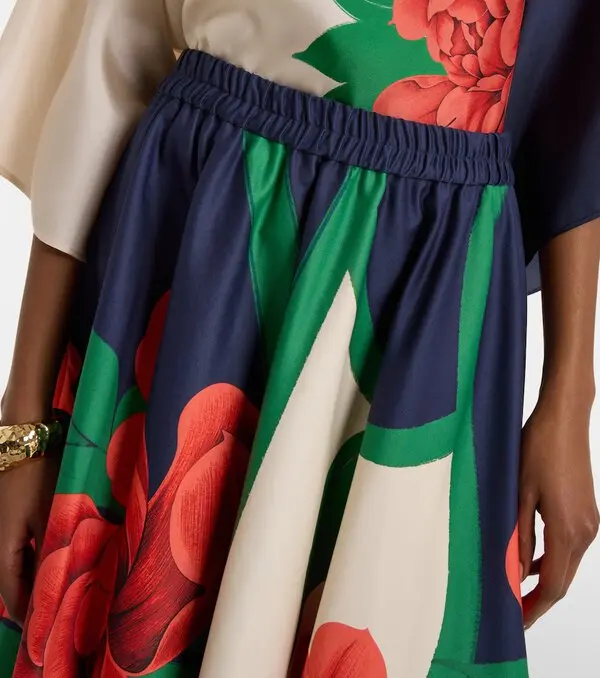 La DoubleJ Ballerina Floral Cotton Midi Skirt - Multicoloured