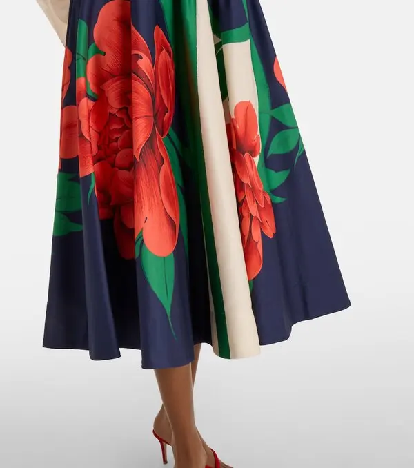 La DoubleJ Ballerina Floral Cotton Midi Skirt - Multicoloured