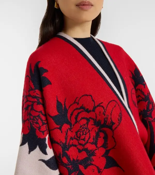 La DoubleJ Soul Floral Wool And Silk Poncho