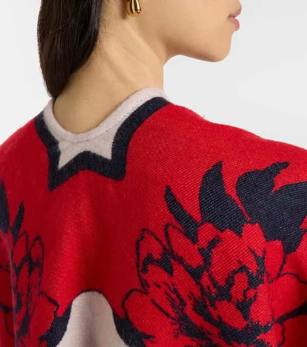 La DoubleJ Soul Floral Wool And Silk Poncho