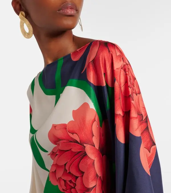 La DoubleJ Square Floral Silk Twill Top - Multicoloured