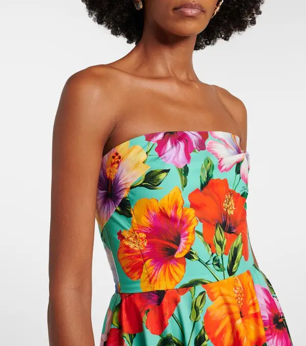Dolce & Gabbana Floral Cotton Bustier Midi Dress - Multicoloured
