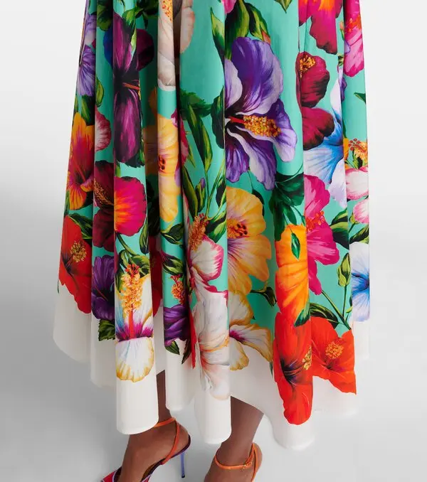 Dolce & Gabbana Floral Cotton Bustier Midi Dress - Multicoloured