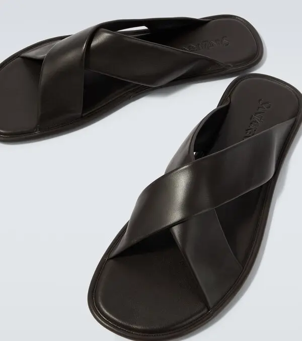 Saint Laurent Carlyle Leather Sandals - Brown