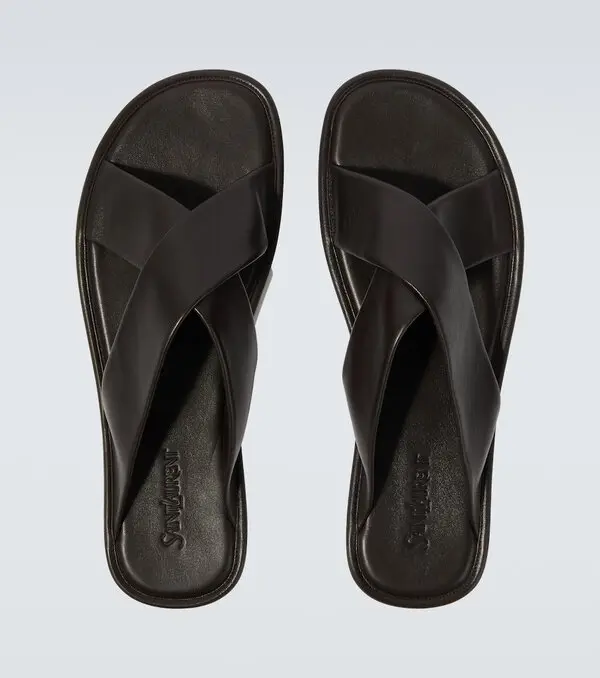 Saint Laurent Carlyle Leather Sandals - Brown