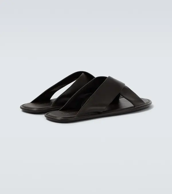 Saint Laurent Carlyle Leather Sandals - Brown
