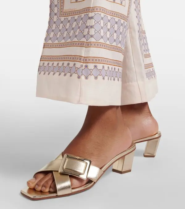 ROGER VIVIER Metallic Leather Sandals - Gold