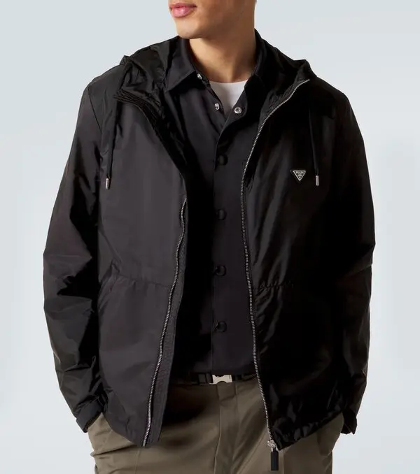 Prada Re-nylon Hooded Zip-up Jacket - Black