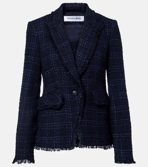 Veronica Beard Checked Tweed Blazer - Blue
