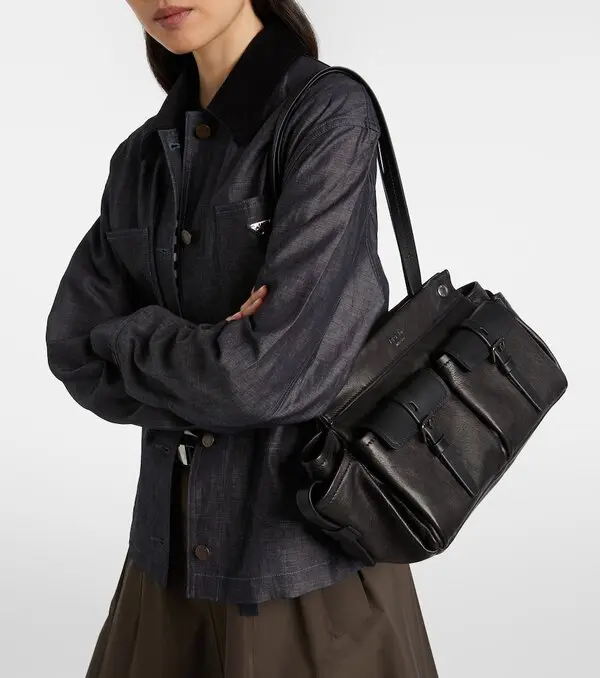 Prada Leather Tote Bag - Black