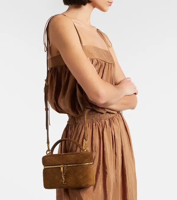 Saint Laurent Gaby Mini Quilted Vanity Bag - Brown