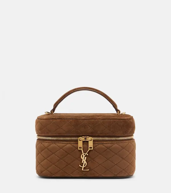 Saint Laurent Gaby Mini Quilted Vanity Bag - Brown