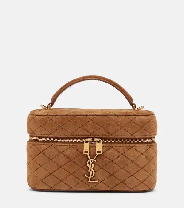 Saint Laurent Gaby Mini Quilted Vanity Bag - Brown