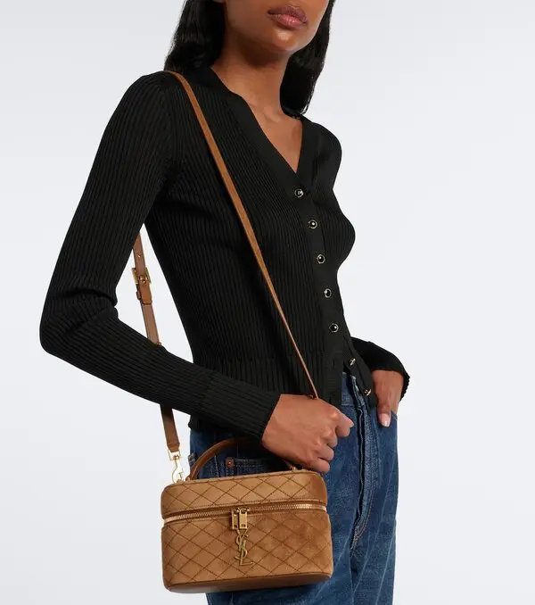 Saint Laurent Gaby Mini Quilted Vanity Bag - Brown