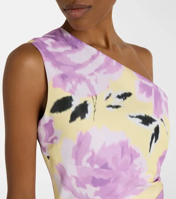 PATOU Floral Gathered One-shoulder Faille Minidress - Multicoloured