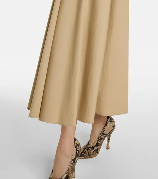 PATOU Gathered Cotton Midi Dress - Beige