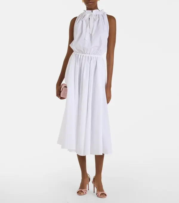 PATOU Gathered Cotton Midi Dress