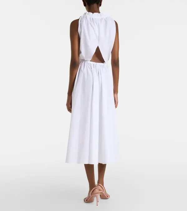 PATOU Gathered Cotton Midi Dress