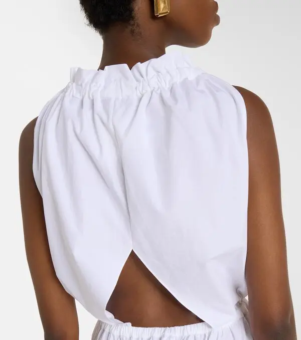 PATOU Gathered Cotton Midi Dress