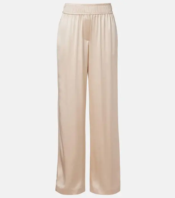 Brunello Cucinelli Silk-blend Wide-leg Pants - Beige